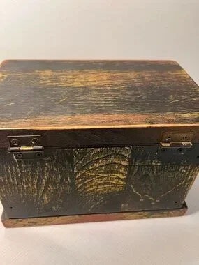 Handmade | Accents | Distressed Black And Gold Wooden Trinket Box ...